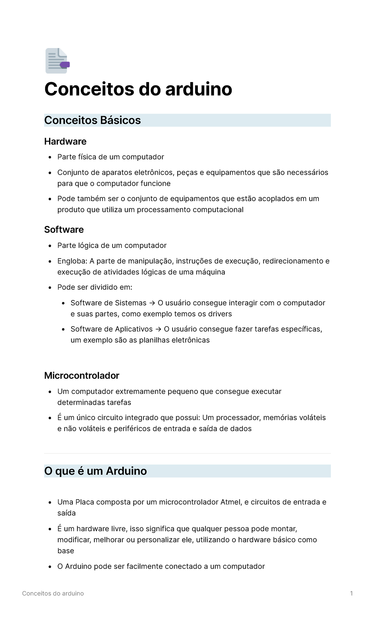 Arduino Conceitos 📑 Conceitos Do Arduino Conceitos Básicos Hardware Parte Física De Um