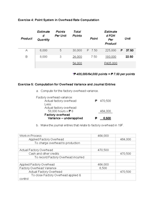 Exercise 2 Factory Overhead Rate - Use of Different Bases - Studocu