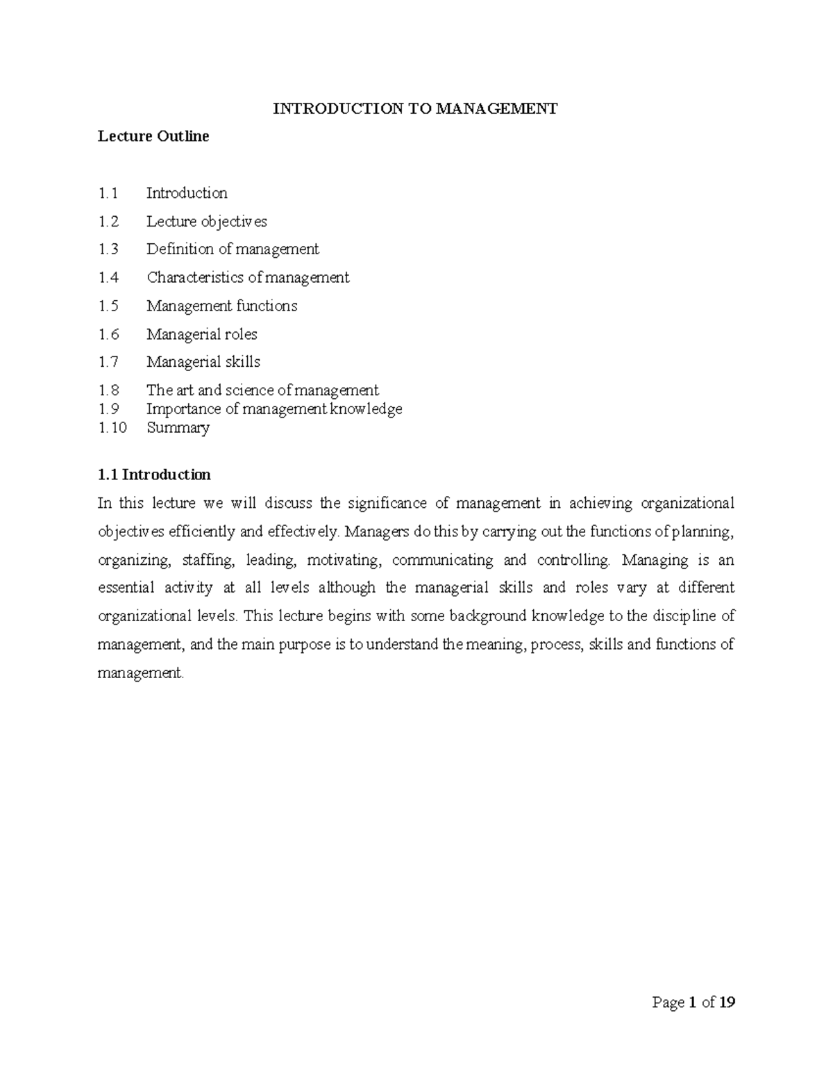 Introduction TO Management AND Leadership - INTRODUCTION TO MANAGEMENT ...