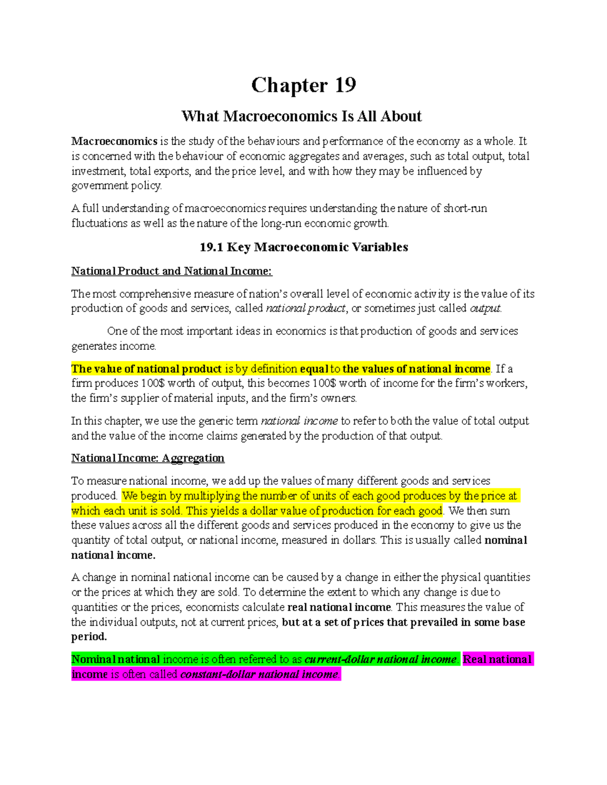 Chapter 19 - notes from Concordia student about macroeconomics 203 ...