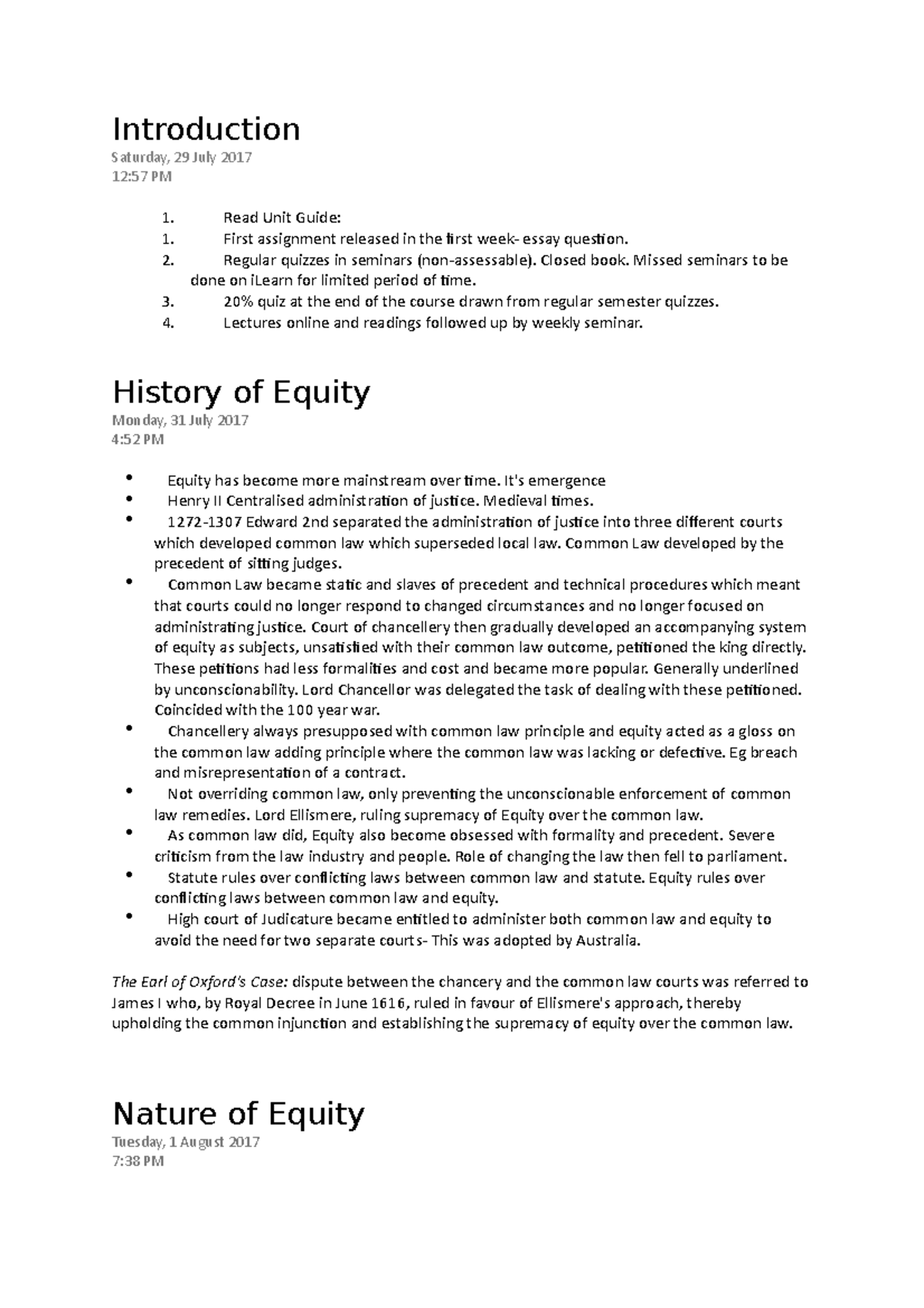 Equity and Trusts Tutorial Notes - Introduction Saturday, 29 July 2017 ...
