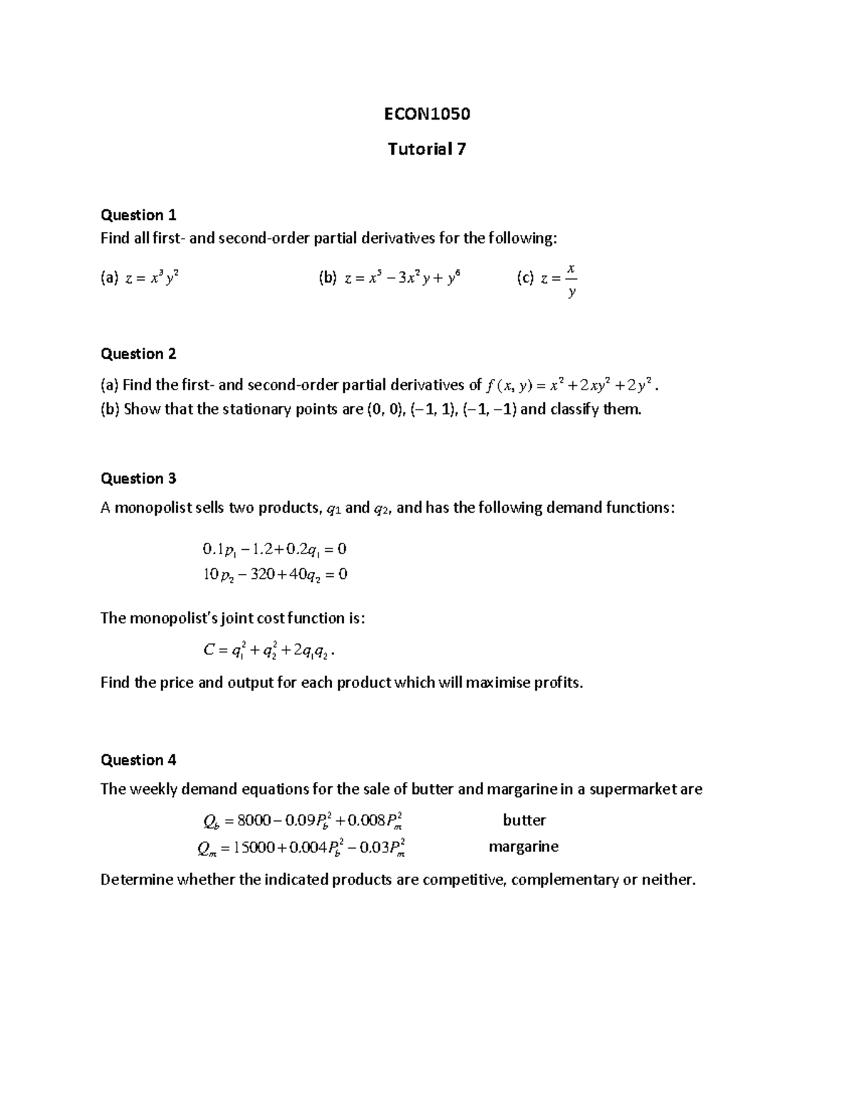 Econ1050 Tutorial 7 Warning Tt Undefined Function 32 Warning Tt Undefined Function 32