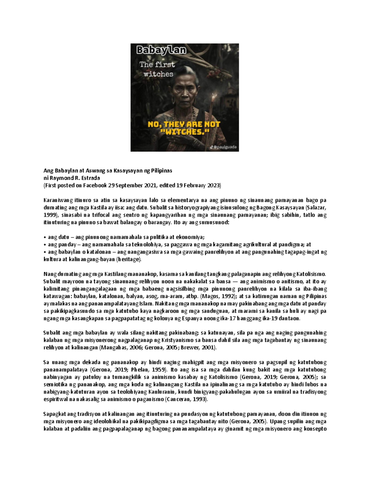 Ang Babaylanat Aswangsa Kasaysayanng Pilipinas - Ang Babaylan at Aswang ...