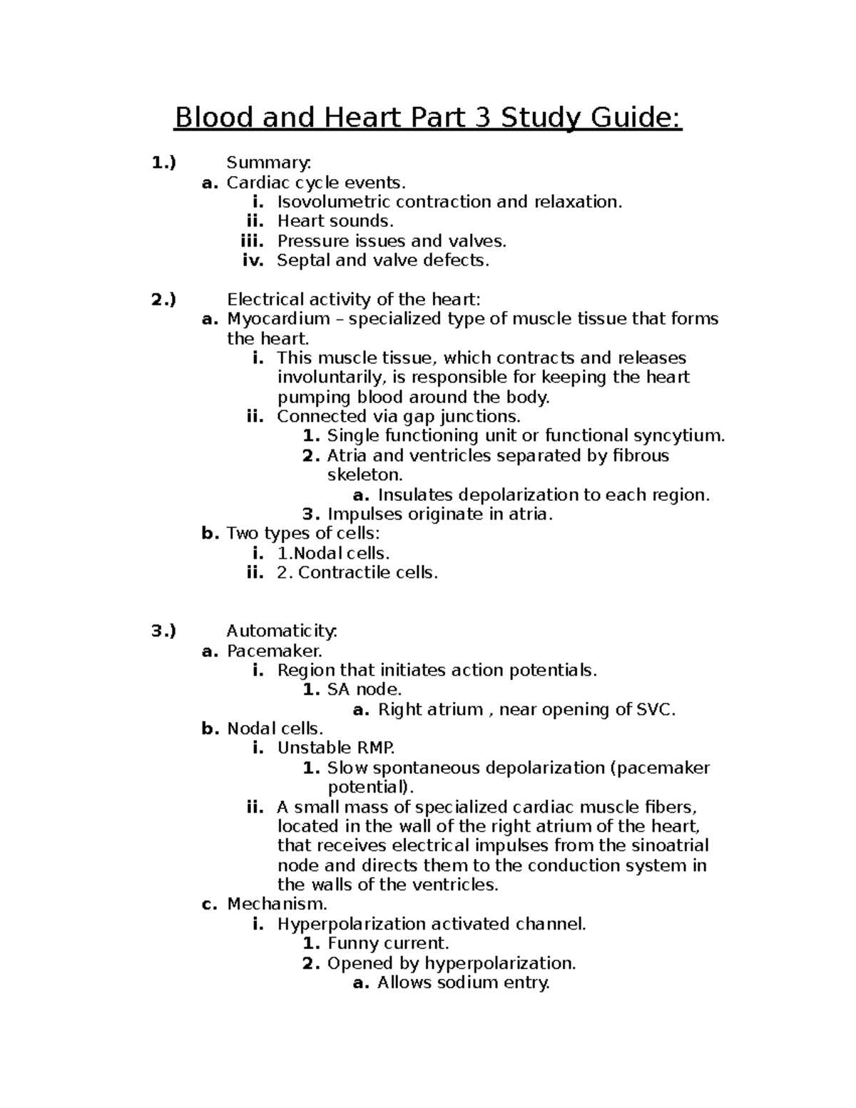 Notes - Blood and Heart pt 3 - Blood and Heart Part 3 Study Guide: 1 ...