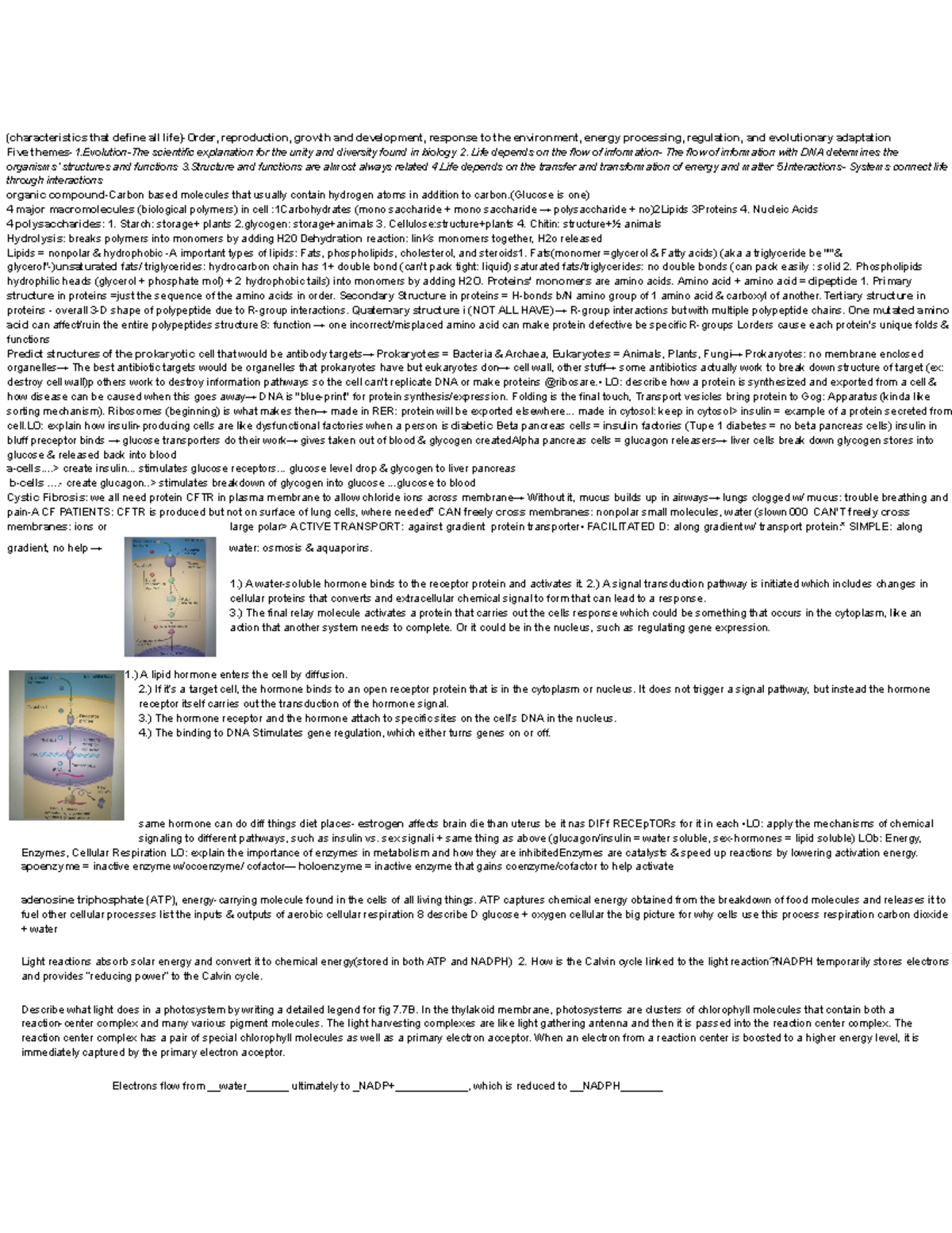 Untitled document - Bio 101 notes - (characteristics that define all ...