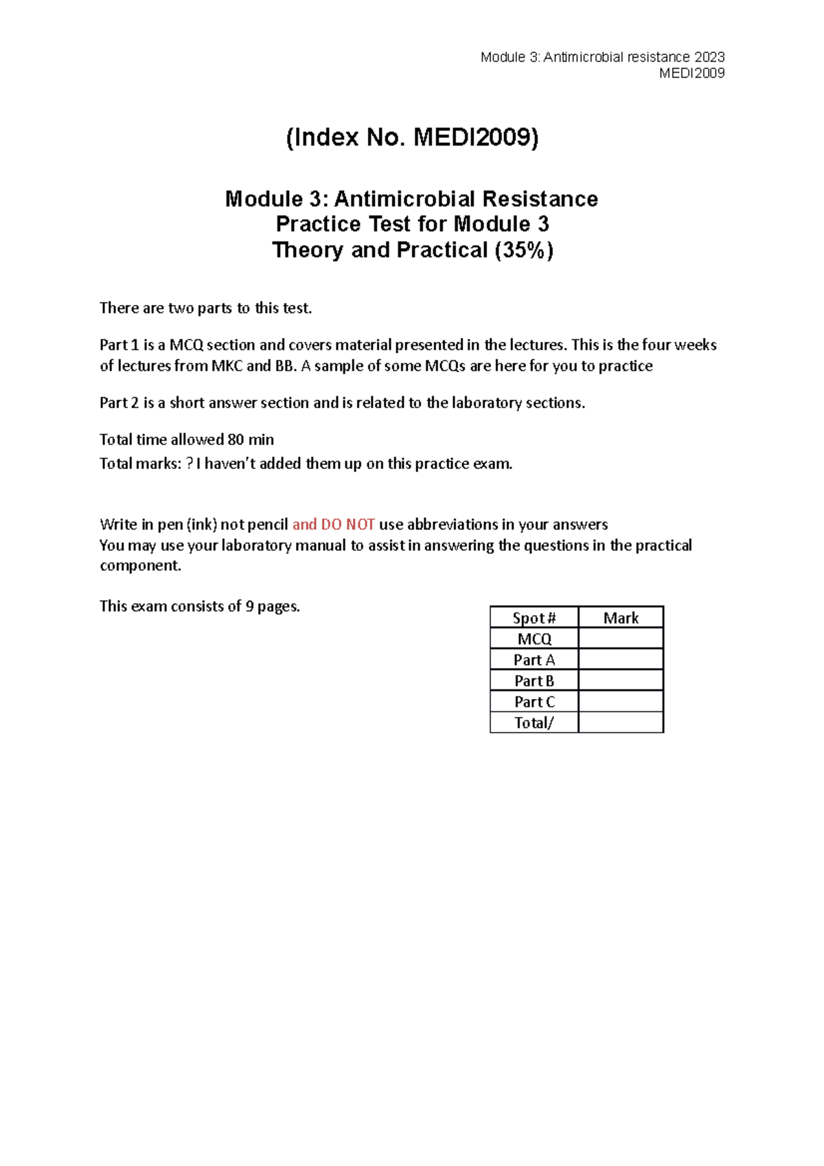 Module 3Practice Exam Answers 2023 - Module 3: Antimicrobial resistance ...
