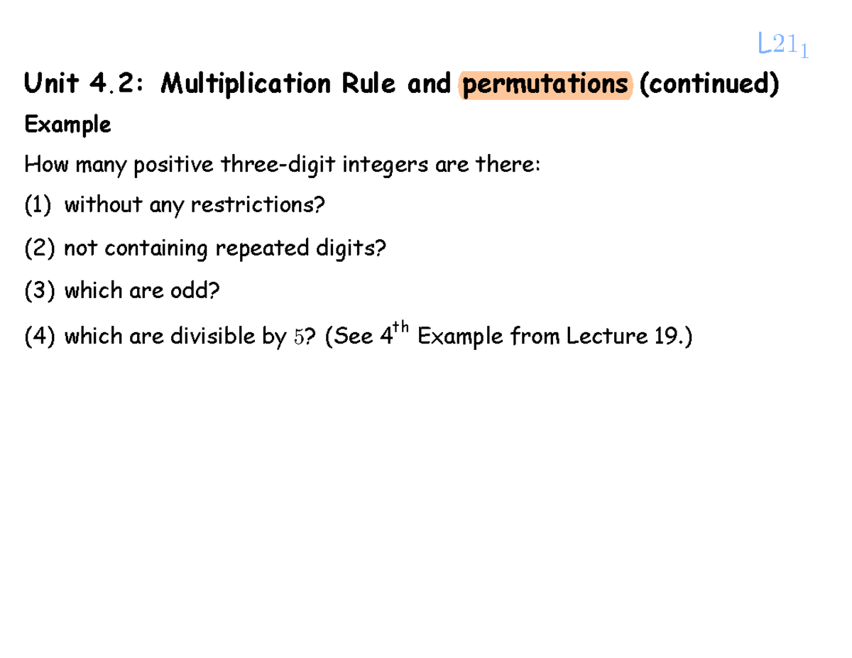 L21 - Unit 4.2: Multiplication Rule and permutations (continued)_ 2022 van den Berg - Unit 4 ...