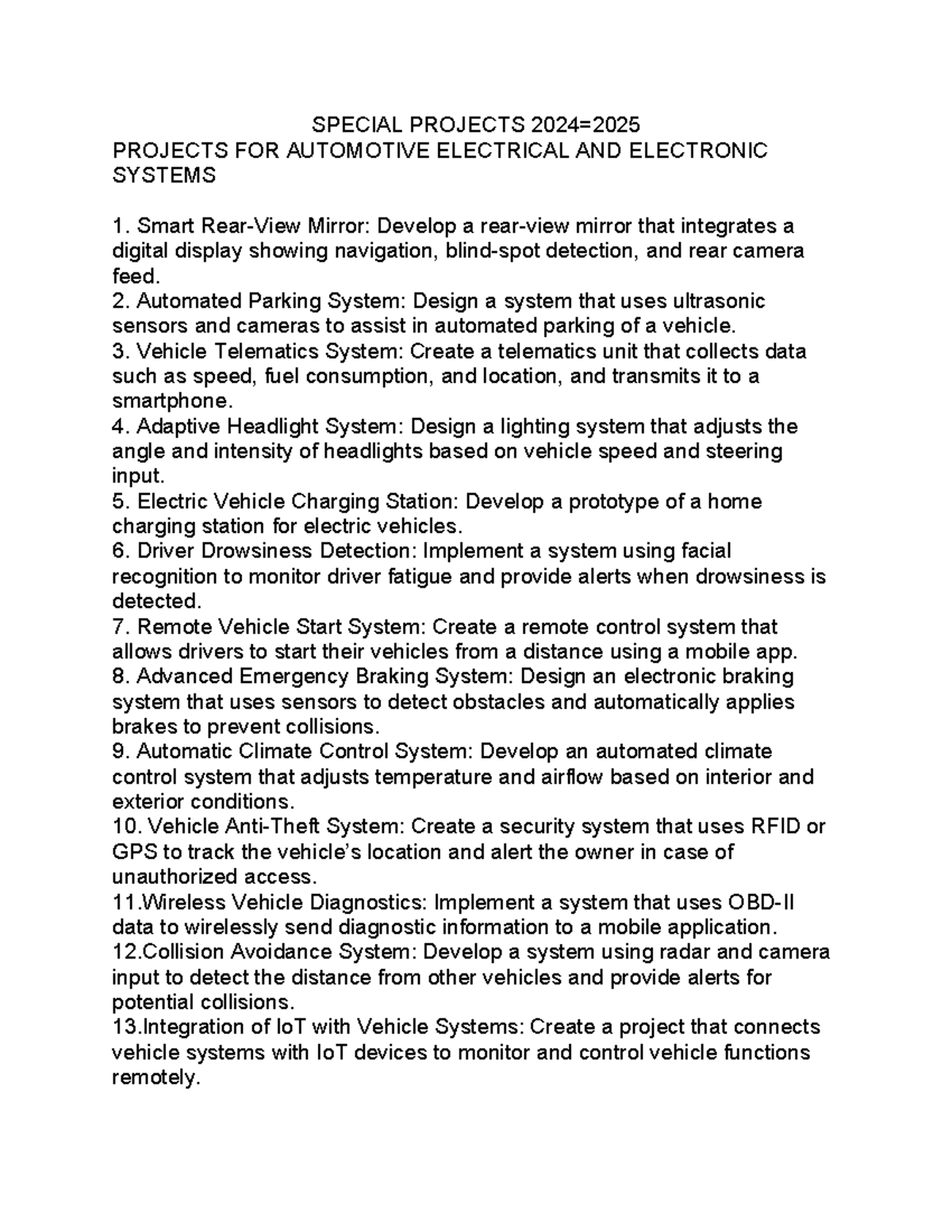 Projects 2025 - hong - SPECIAL PROJECTS 2024= PROJECTS FOR AUTOMOTIVE ...
