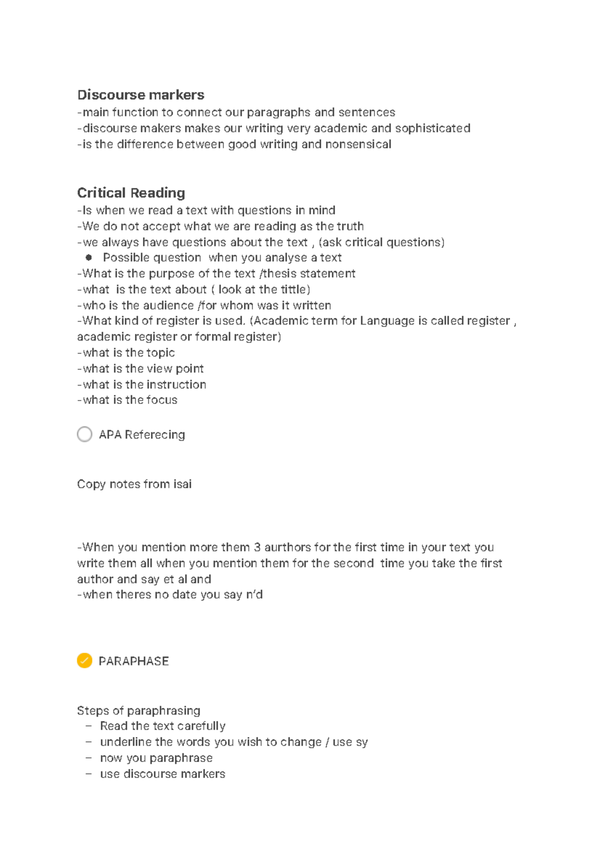 Discourse Markers Notes Discourse Markers Main Function To
