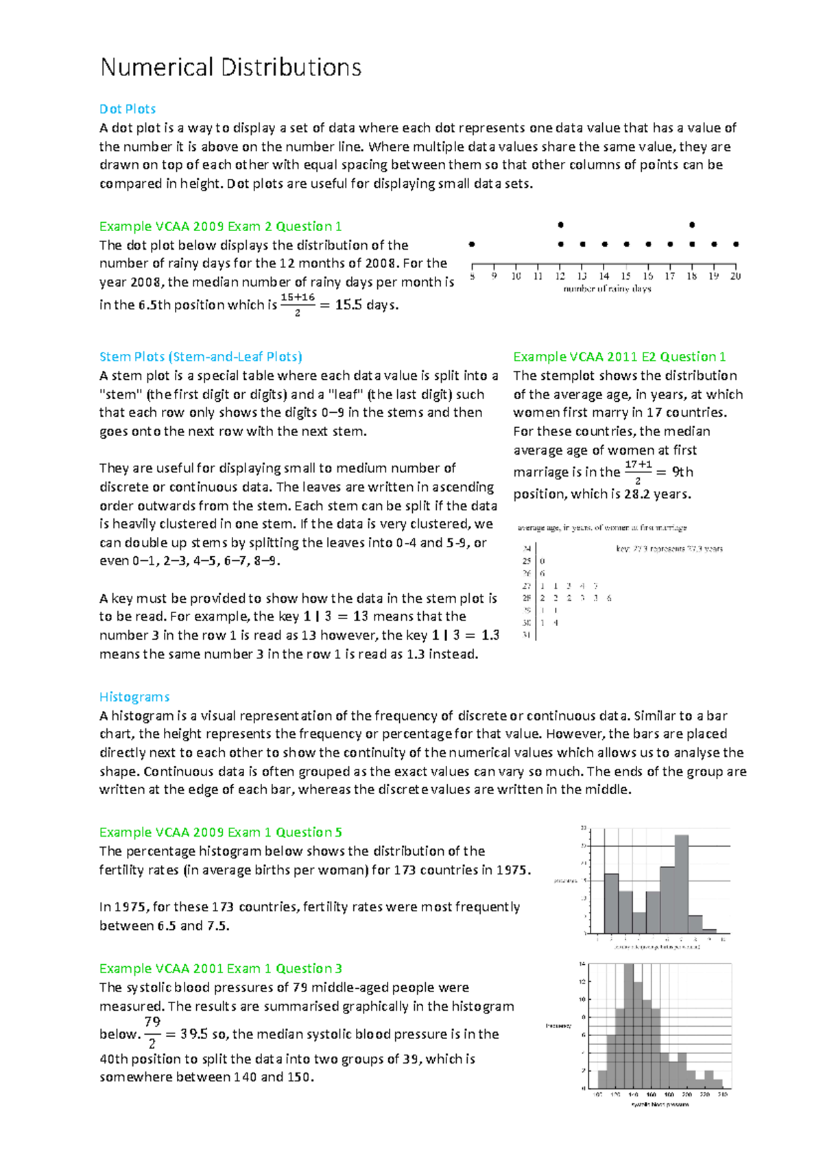 Numerical Distributions - Dot Plots A dot plot is a way to display a ...