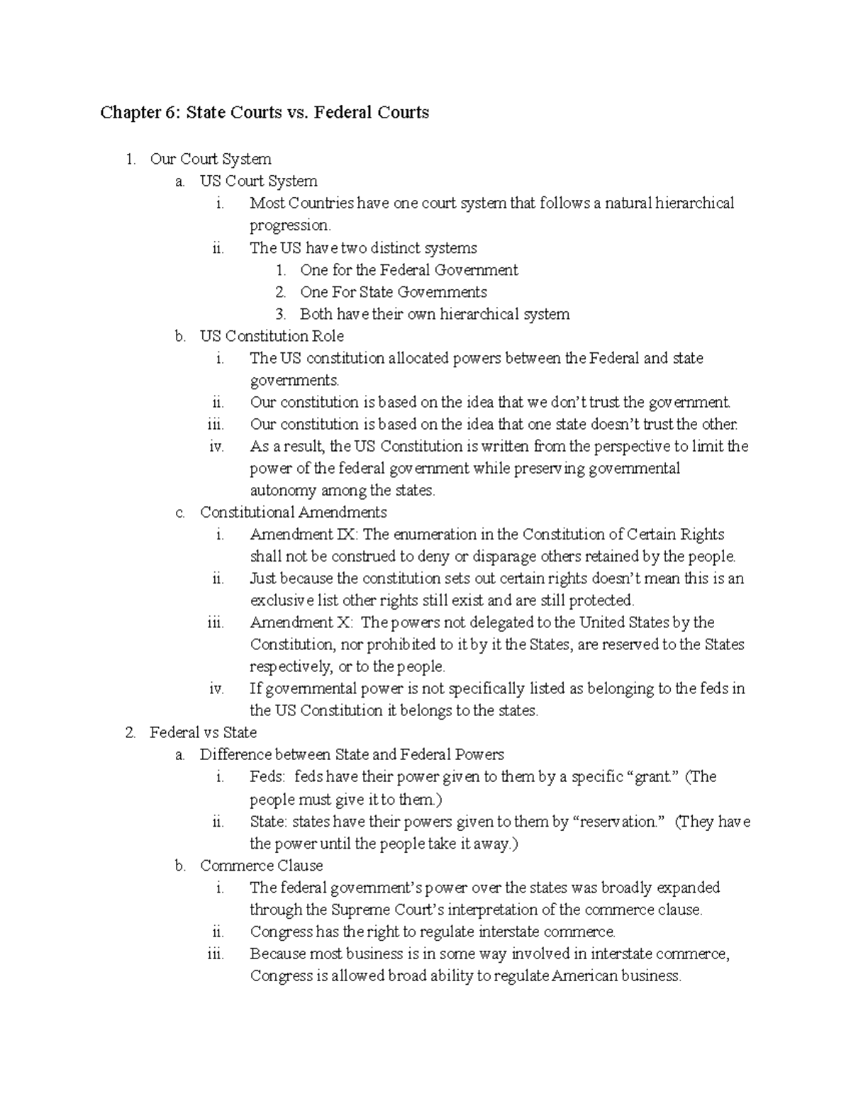 PLA3014 Notes Ch 6-7 - Chapter 6: State Courts vs. Federal Courts Our ...