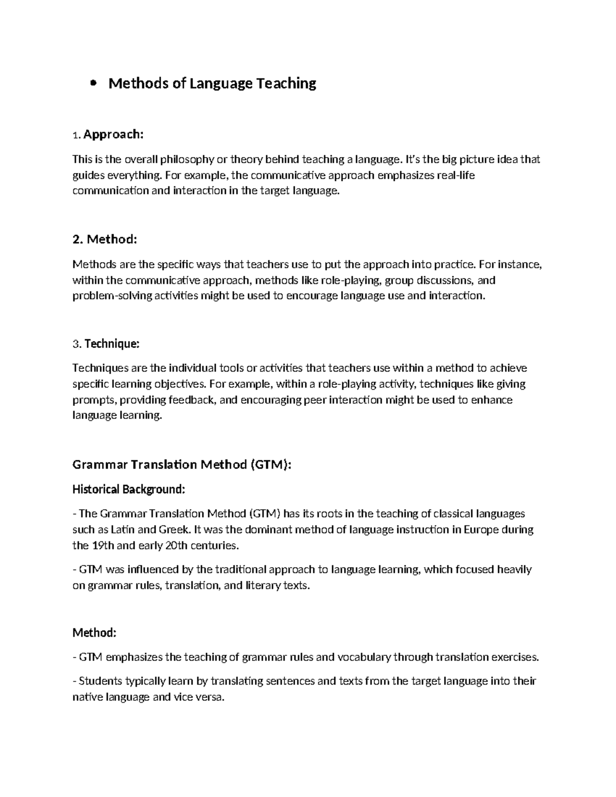 Language Teaching Methodologies - Methods of Language Teaching 1 ...