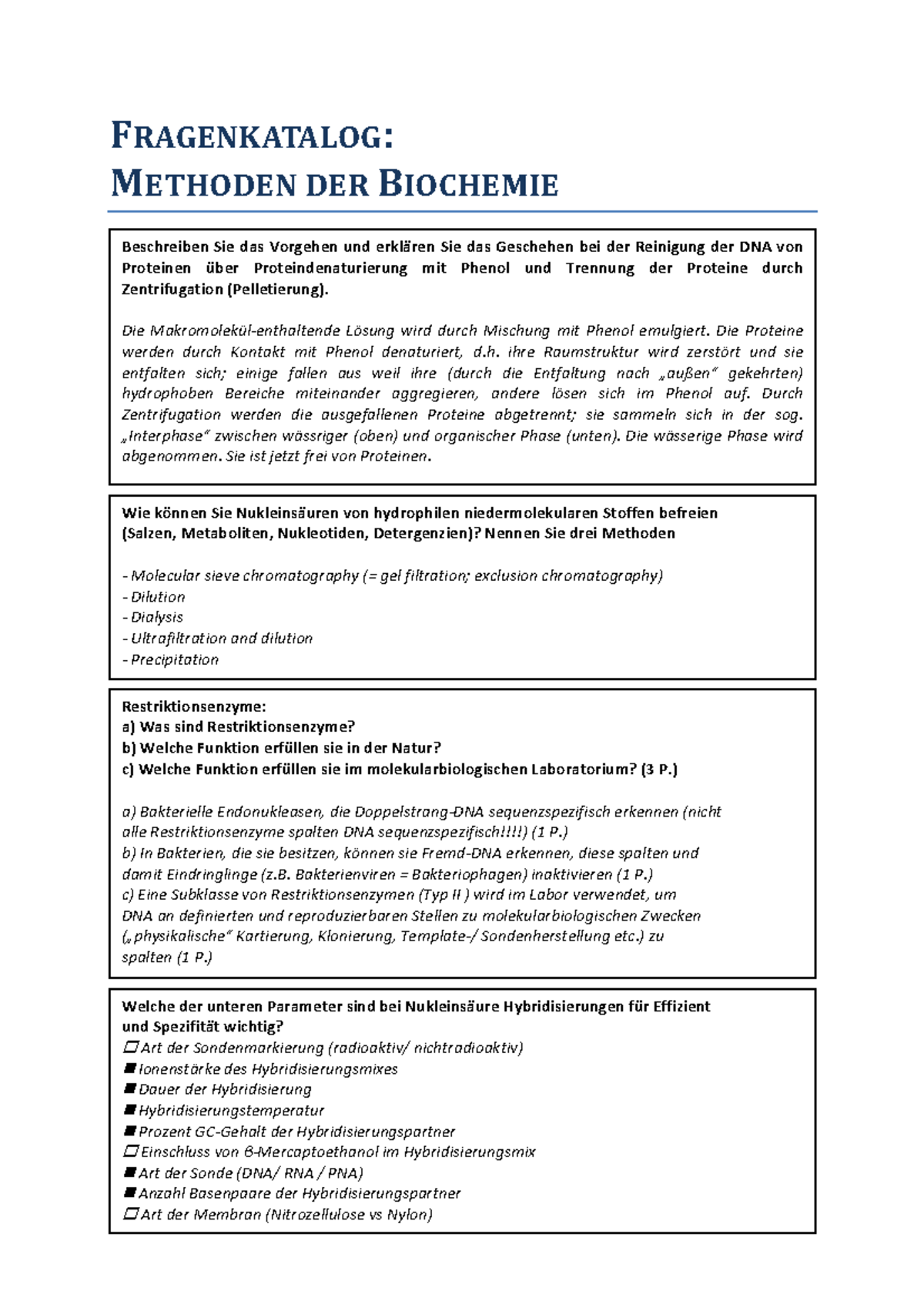 Fragenkatalog - Wintersemester - FRAGENKATALOG: METHODEN DER BIOCHEMIE ...