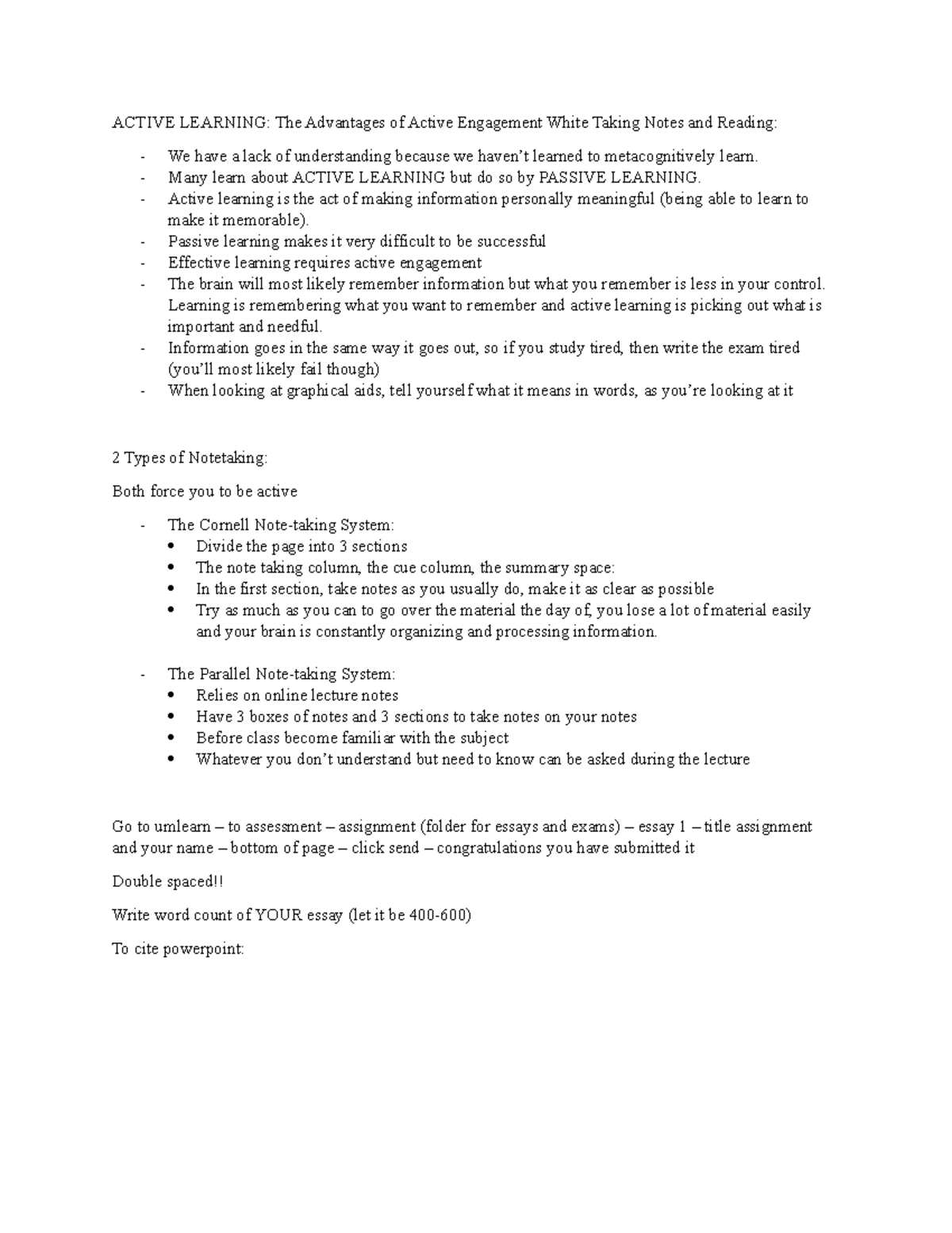 Active Learning class notes - ACTIVE LEARNING: The Advantages of Active ...