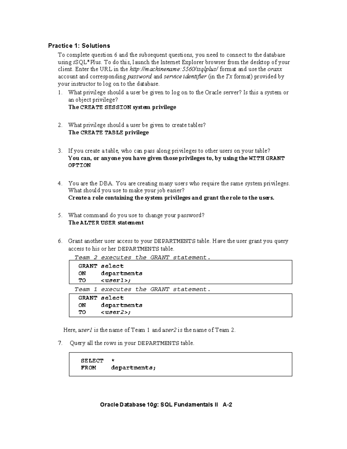 57301981 SQL Fundamentals II Practice Solutions - Practice 1: Solutions ...