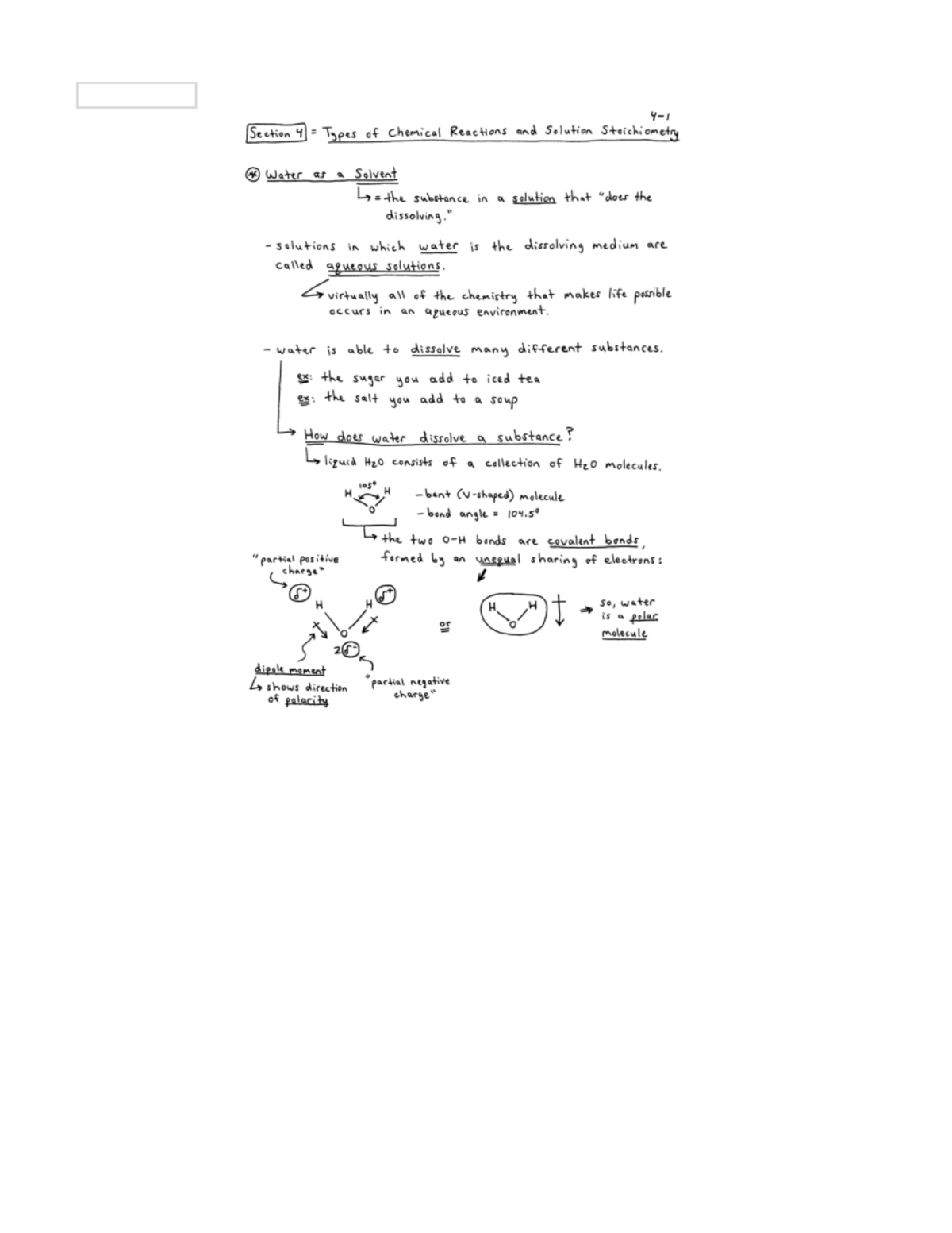 Class notes for chem - Section 4 Types of Chemical Reactions and ...