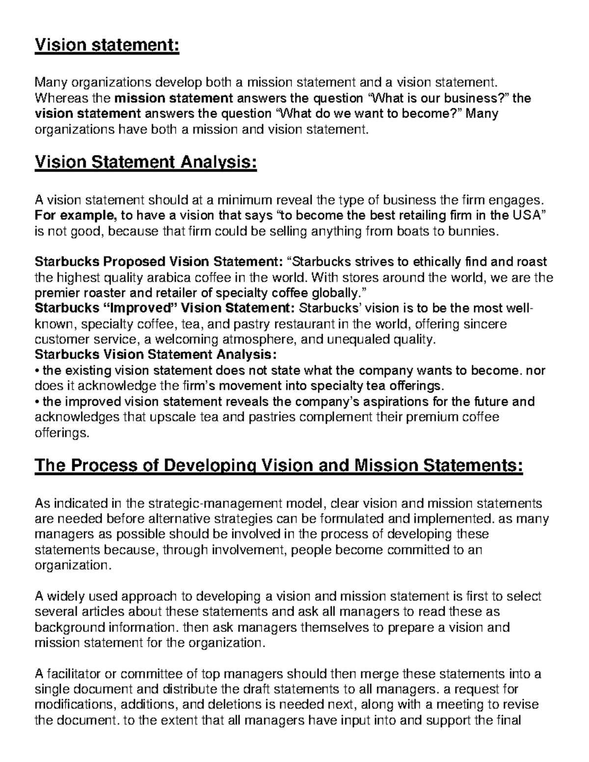 Strategic management (Lec 3)-1 - Vision statement: Many organizations ...