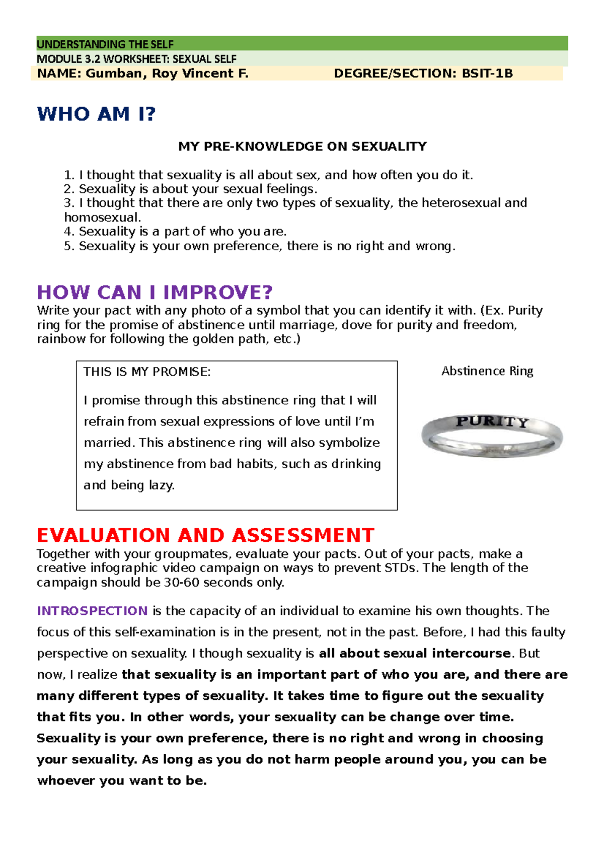Gumban, Roy Vincent F. - Module 3 - UNDERSTANDING THE SELF MODULE 3 ...