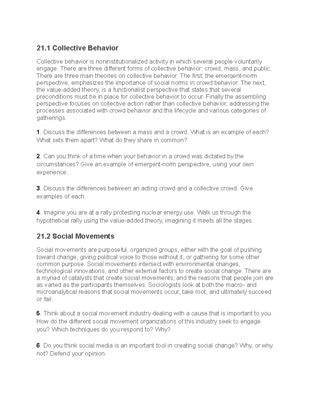 Chapters 21 Short Answer Questions With Summaries - 21 Collective ...