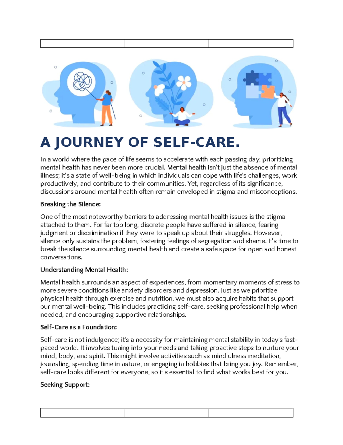 Journey OF SELF-CARE - much - A JOURNEY OF SELF-CARE. In a world where ...