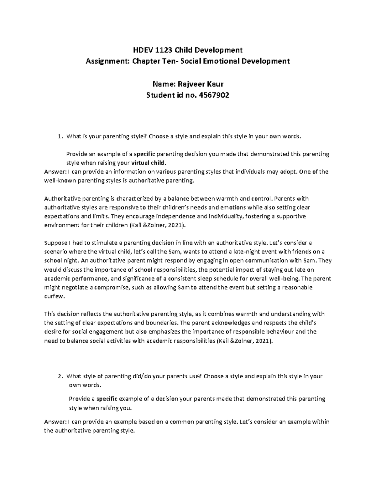 Social development - dsfd - HDEV 1123 Child Development Assignment ...