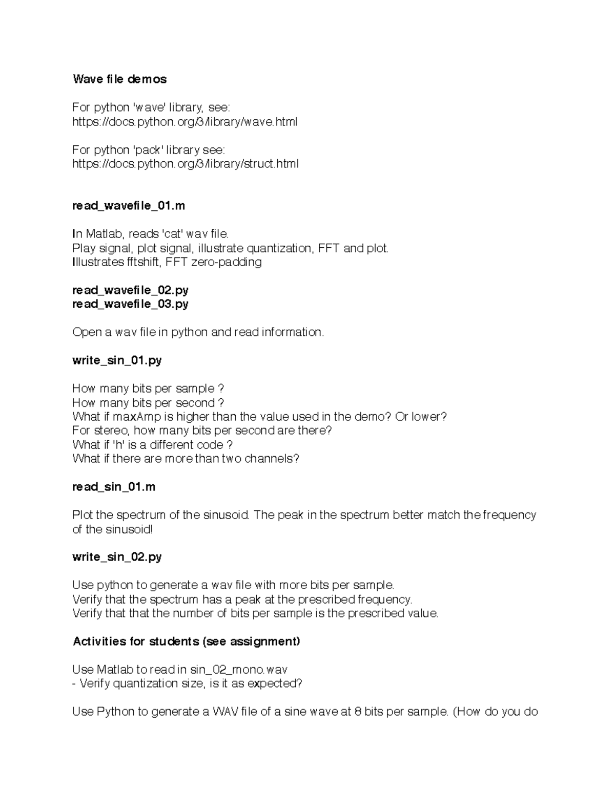 Wave file demo notes - demo2 - Wave file demos For python 'wave ...