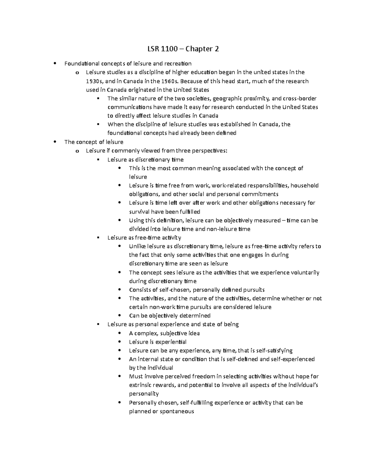 LSR 1100 Chapter 2 - LSR 1100 – Chapter 2 Foundational concepts of ...