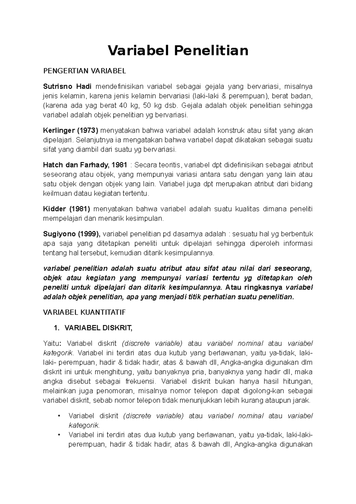Variabel Penelitian - Variabel Penelitian PENGERTIAN VARIABEL Sutrisno ...