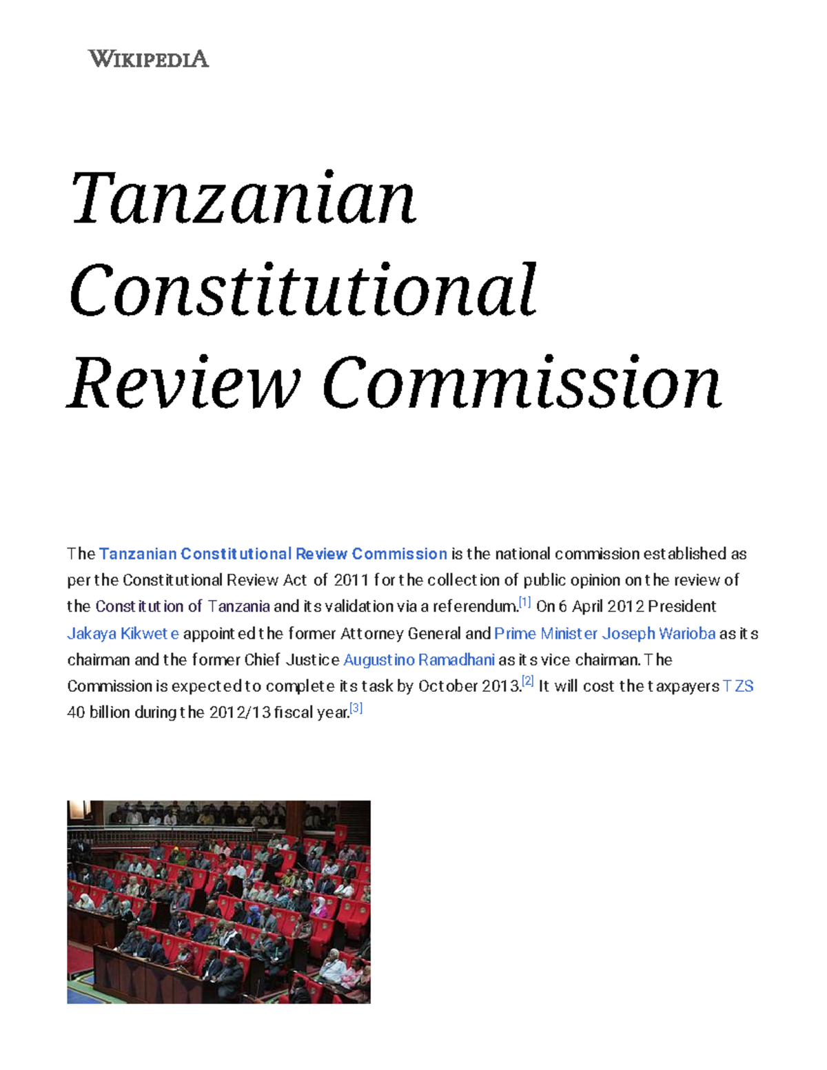 Tanzanian Constitutional Review Commission - Wikipedia - Tanzanian ...