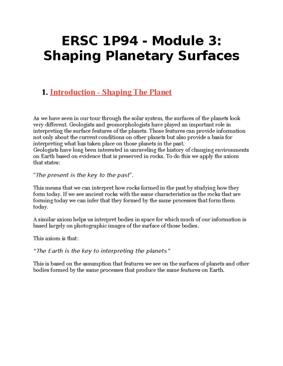Module 3 - Shaping Planetary Surfaces - Introduction - Shaping The ...