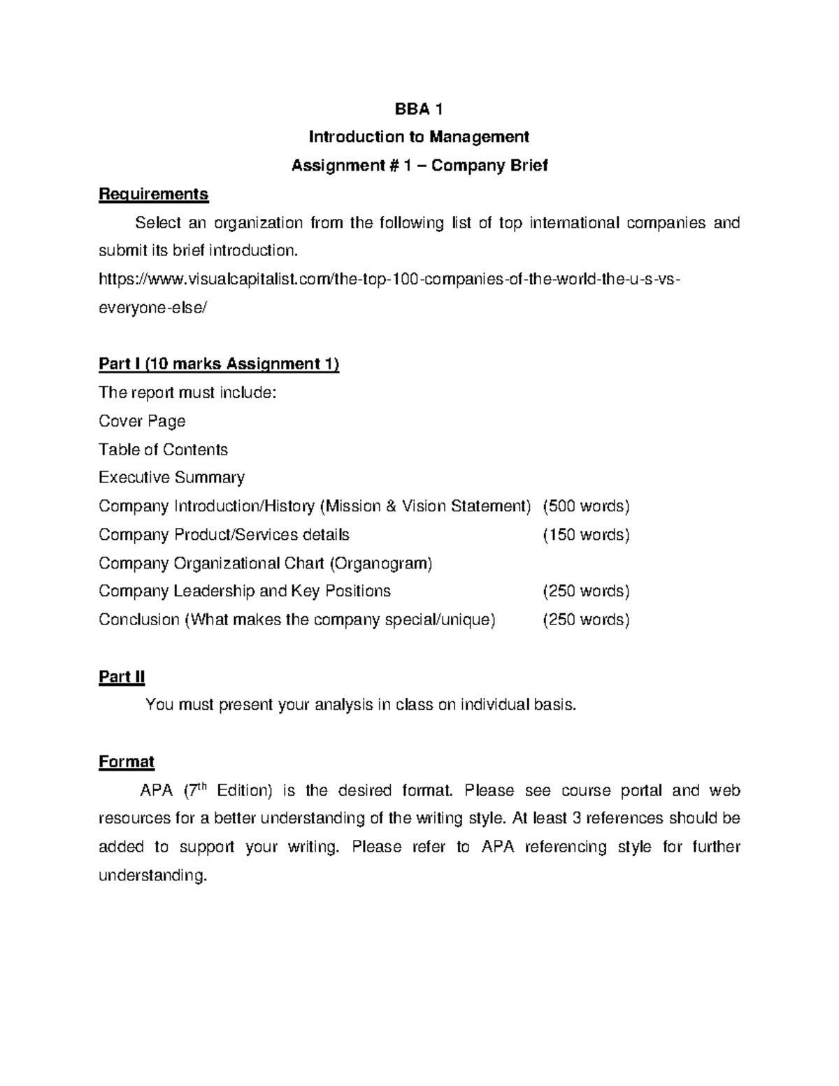 133391500306945955 - BBA 1 Introduction to Management Assignment # 1 ...