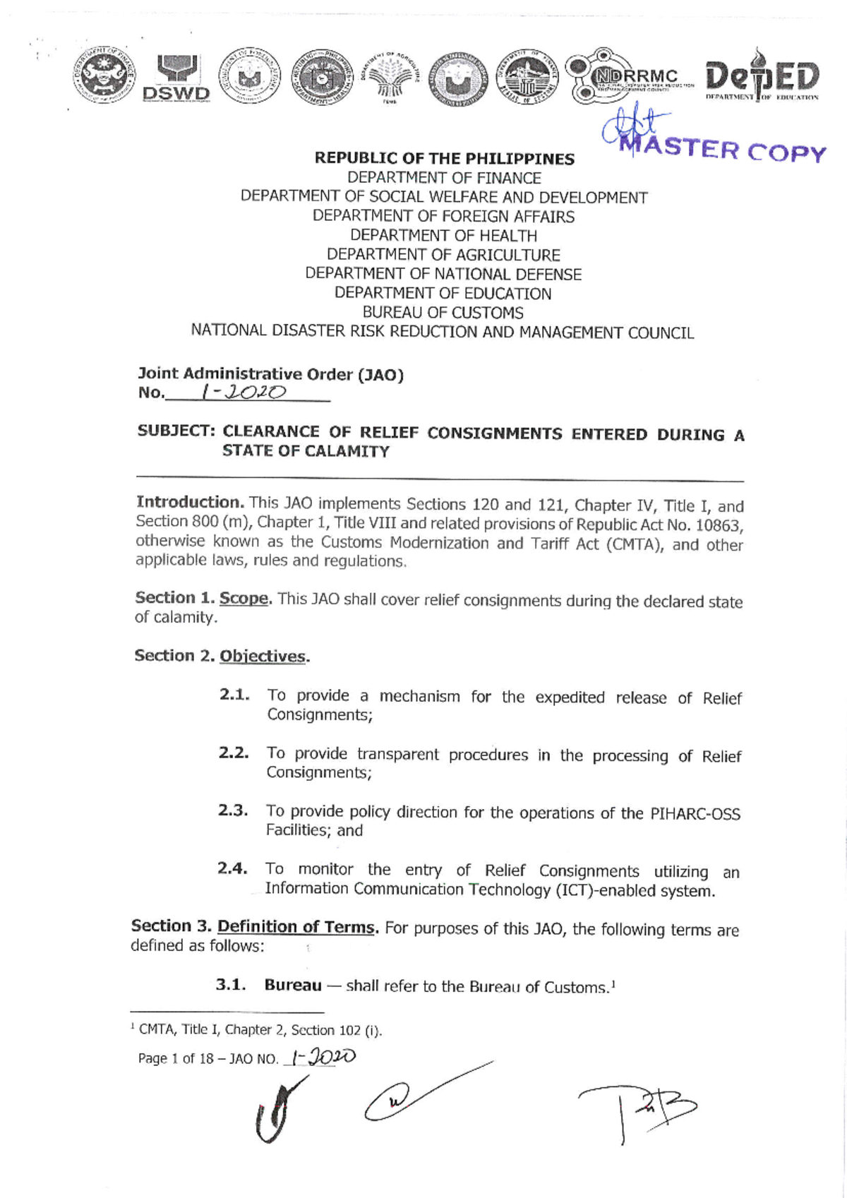 JAO Relief Consignments-1 - BS Customs Administration - Studocu