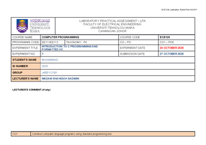 Proposal CSC128 - Introduction to c++ - UiTM - Studocu
