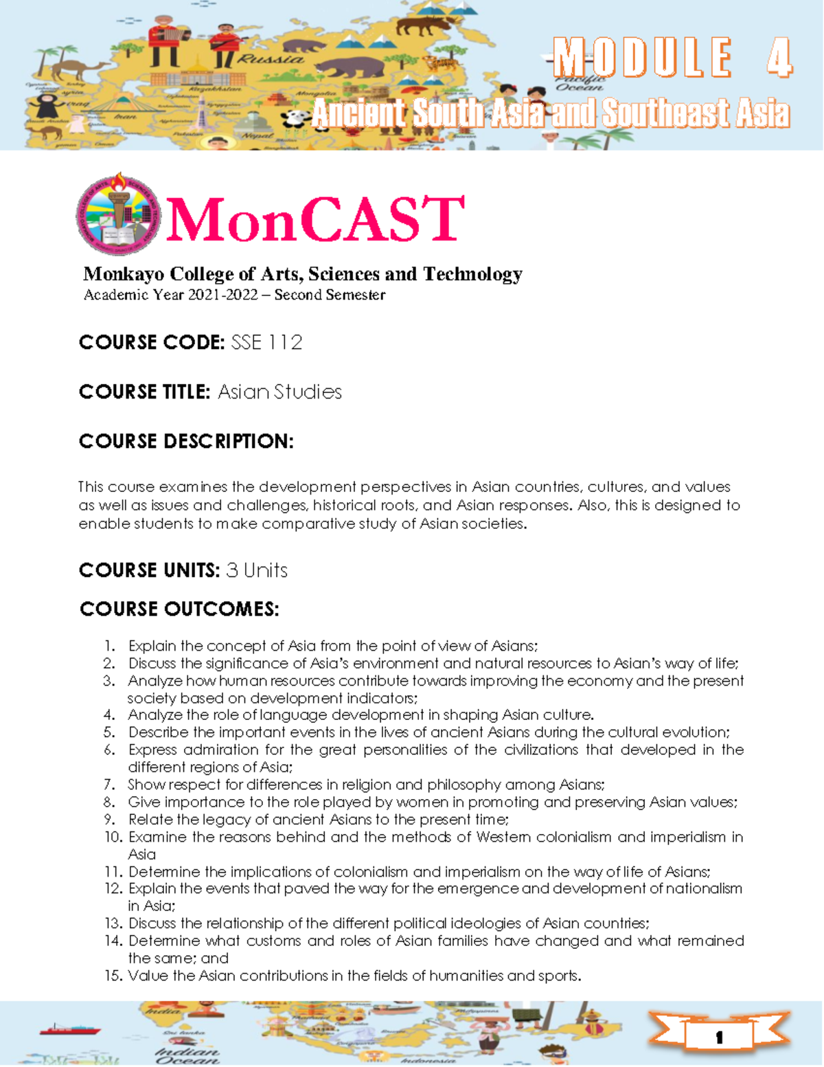 Asian - Module 4 - MonCAST Monkayo College of Arts, Sciences and ...