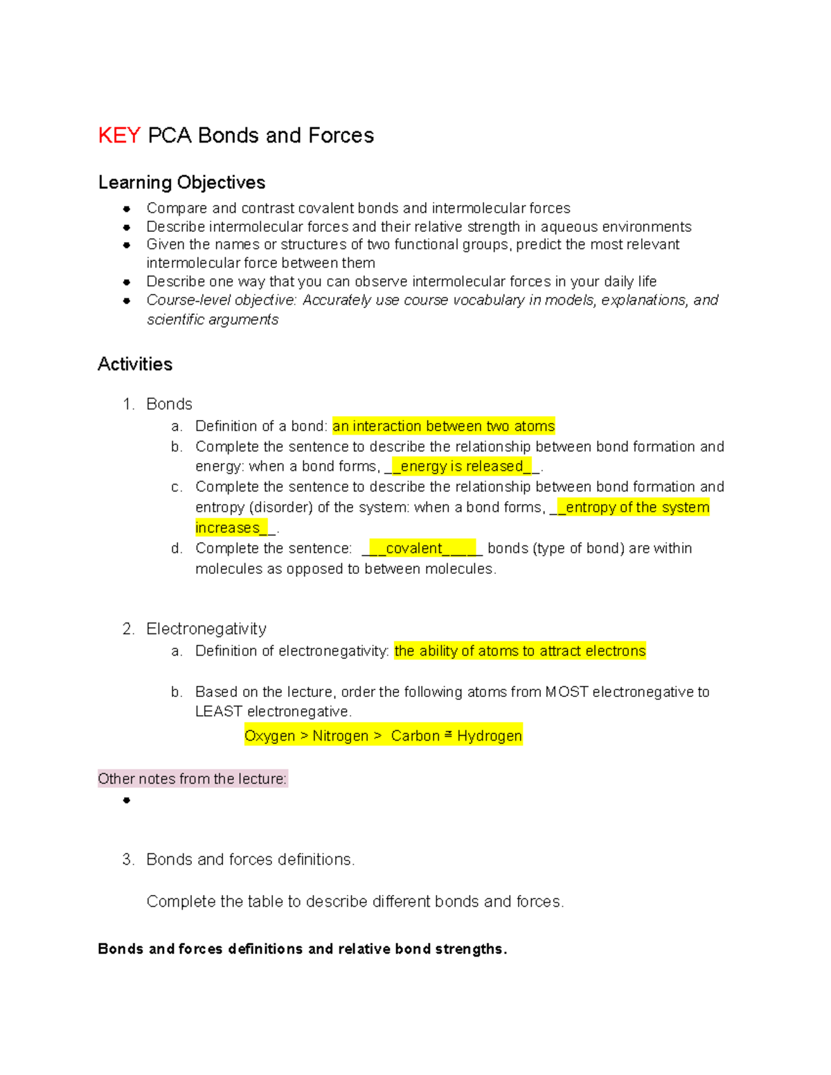 02 KEY PCA Bonds and Forces - KEY PCA Bonds and Forces Learning ...