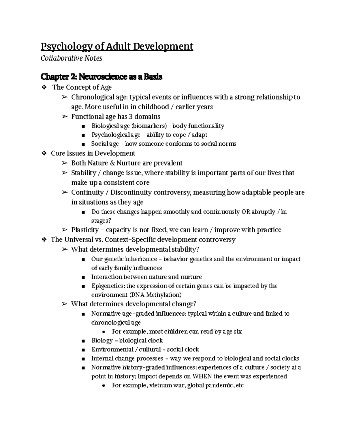 Adult Development Notes - Psychology of Adult Development Collaborative ...