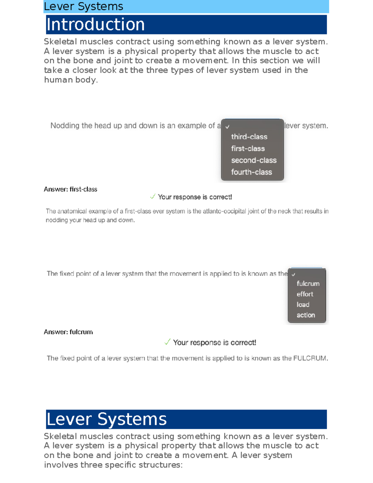 Lever Systems - edapt Chapter 1 - Lever Systems Introduction Skeletal ...