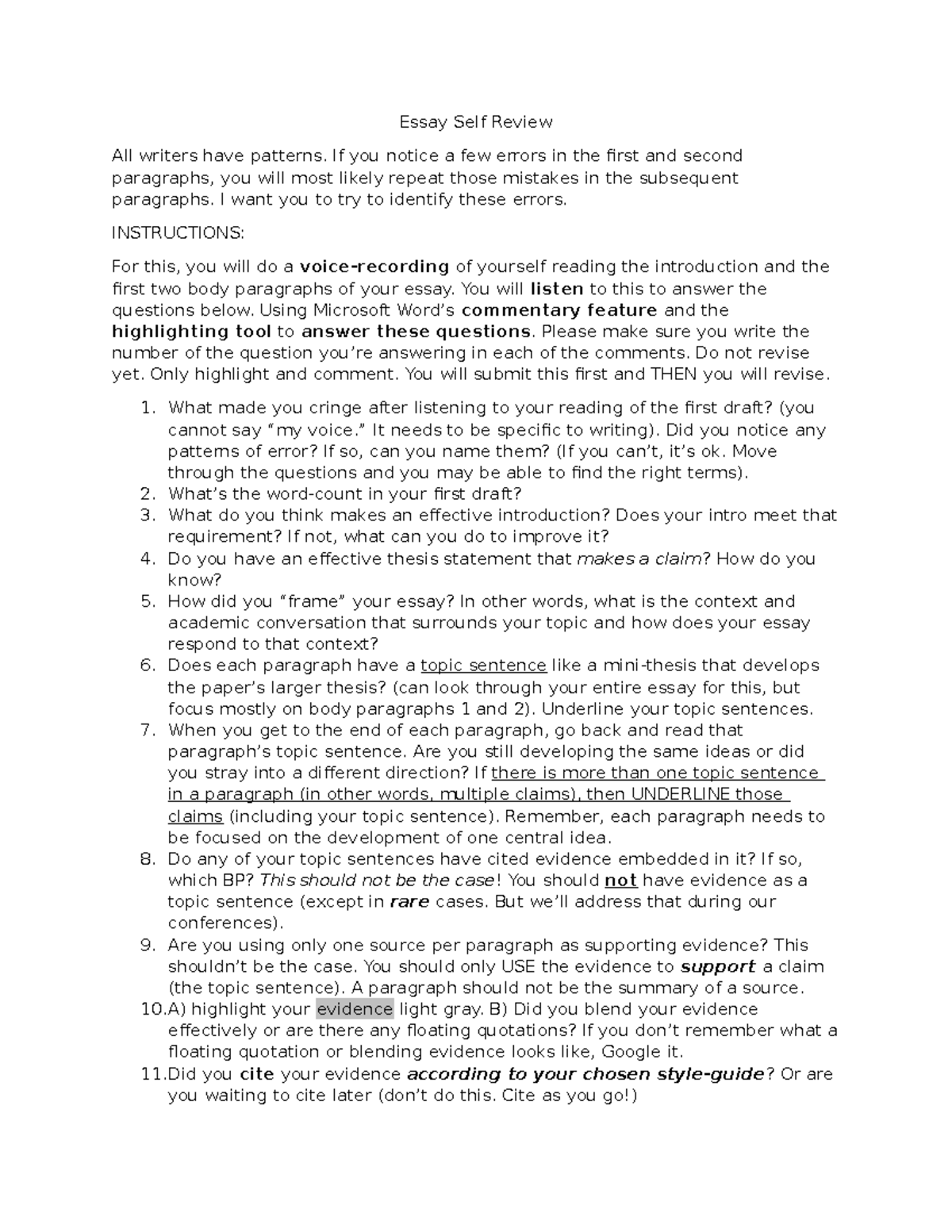 Research Paper Self Review - Essay Self Review All writers have ...