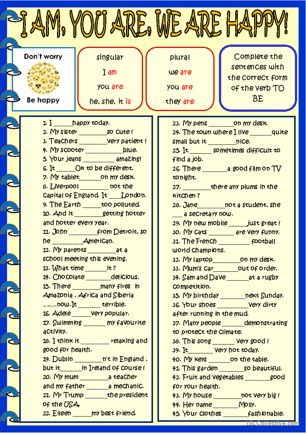 BE am is are new practice - singular I am you are he, she, it is plural ...