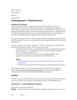 M3 Lab Assignment #2 Types of Forces - Hina K. Huynh Prof. M Zias ...