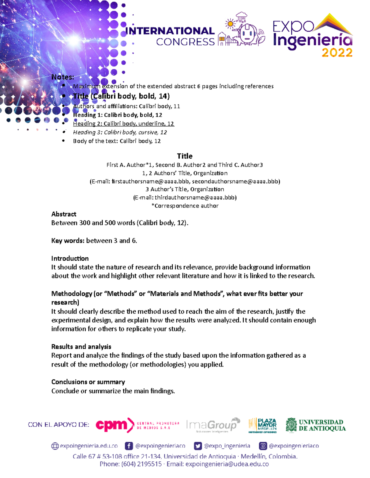 Extended- Abstract- Template - Notes: Maximum extension of the extended ...