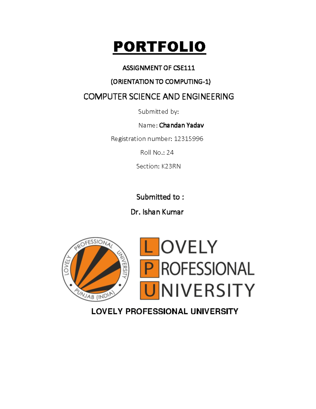 Rk23rzb51 Portfolio Cse11 Portfolio Assignment Of Cse Orientation To Computing 1 Computer