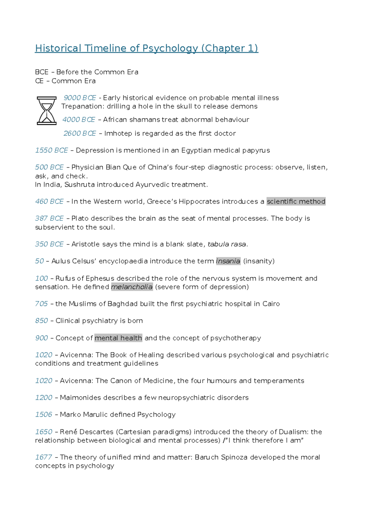 Historical timeline of Psychology SLK - Historical Timeline of ...