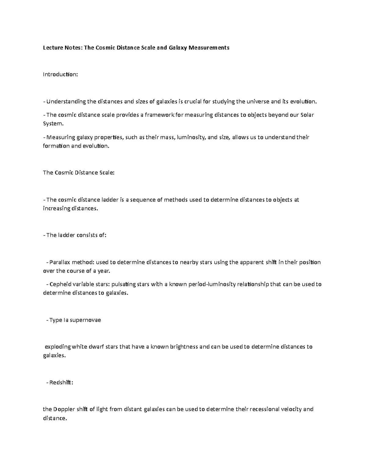 Lecture Notes: The Cosmic Distance Scale and Galaxy Measurements ...