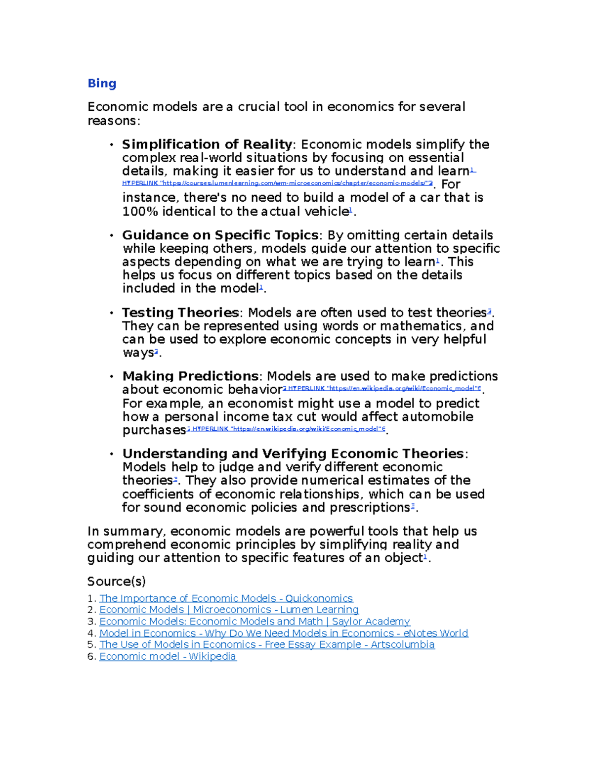 Why economics makes use of models - Bing Economic models are a crucial ...