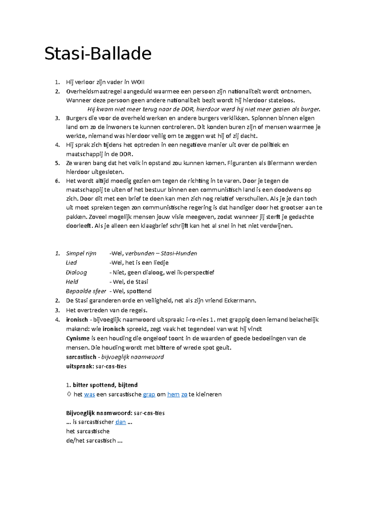 Stasi-Ballade opdrachten - Stasi-Ballade Hij verloor zijn vader in WOII ...