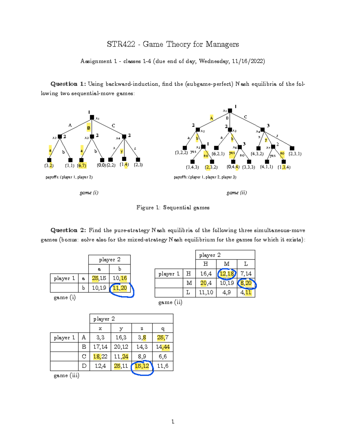 STR422-GAME Theory Assignment- Mixed Strategy, NASH Equilibrium AND ...