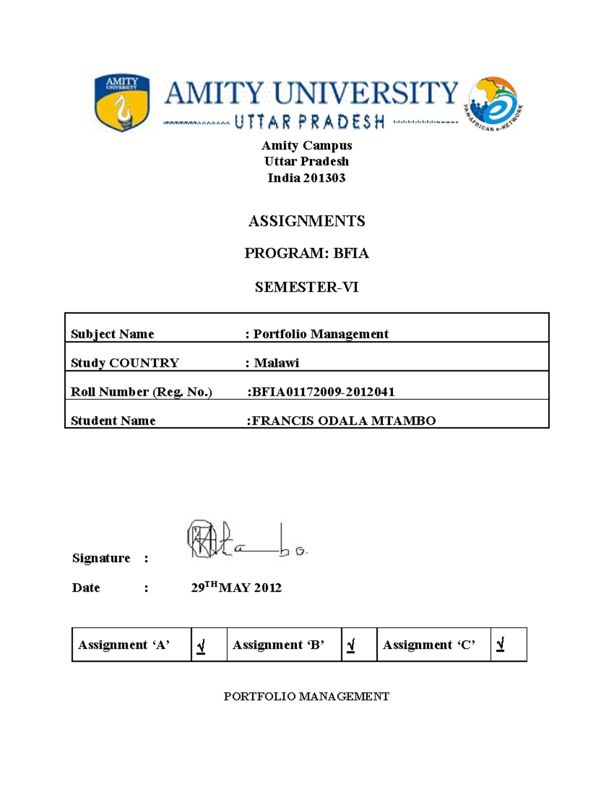 BFIA01172009-2012 PM - Amity Campus Uttar Pradesh India 201303 ...