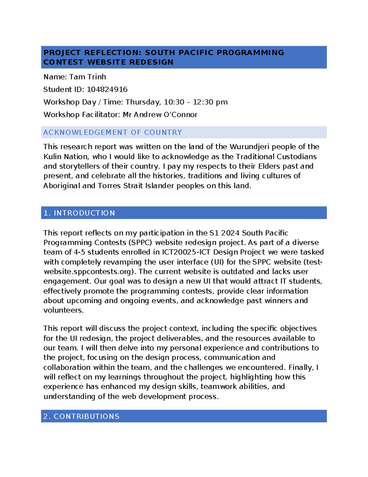 ICT design reflection - PROJECT REFLECTION: SOUTH PACIFIC PROGRAMMING ...