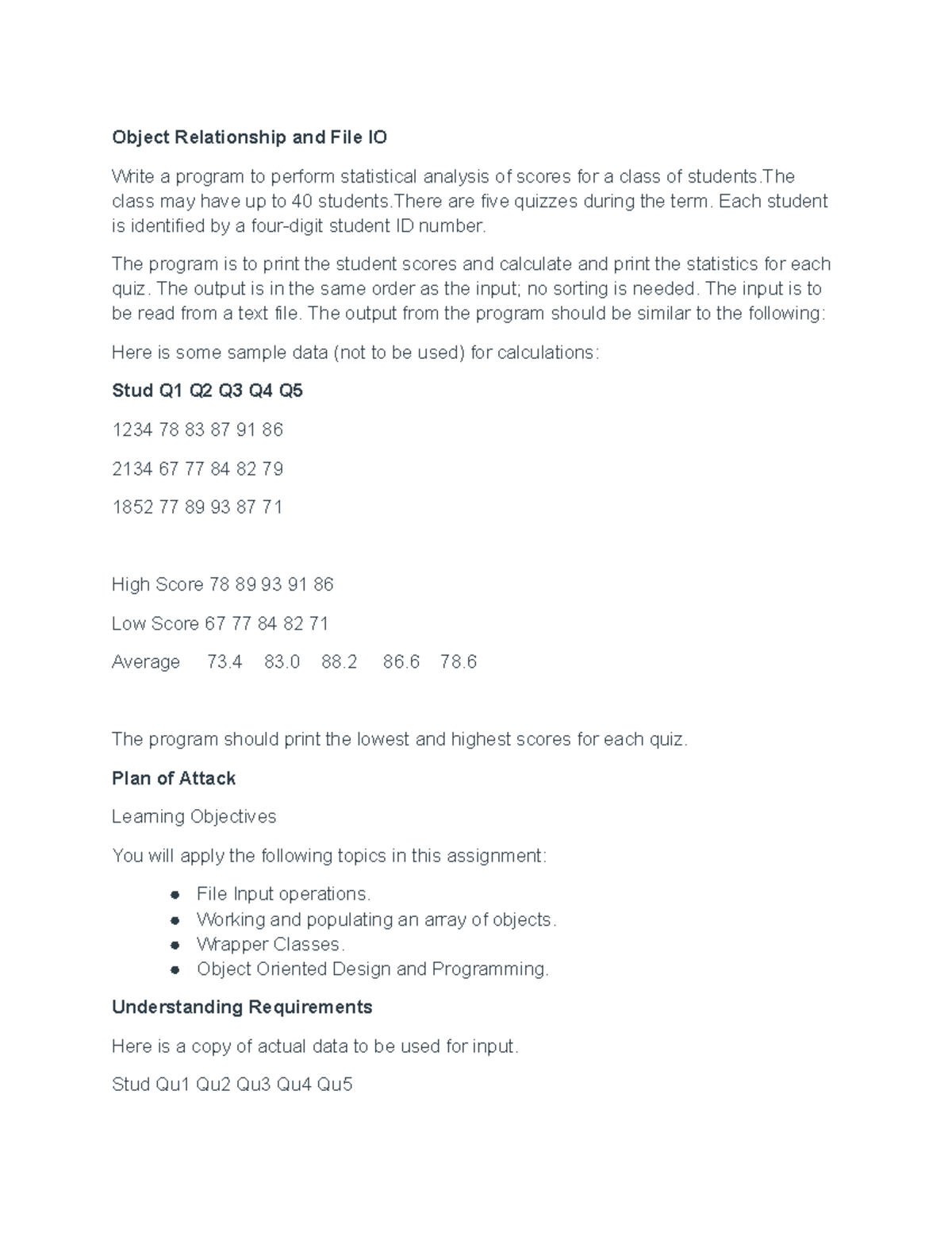 Lab5 Java Practice Object Relationship And File Io Write A Program To Perform Statistical